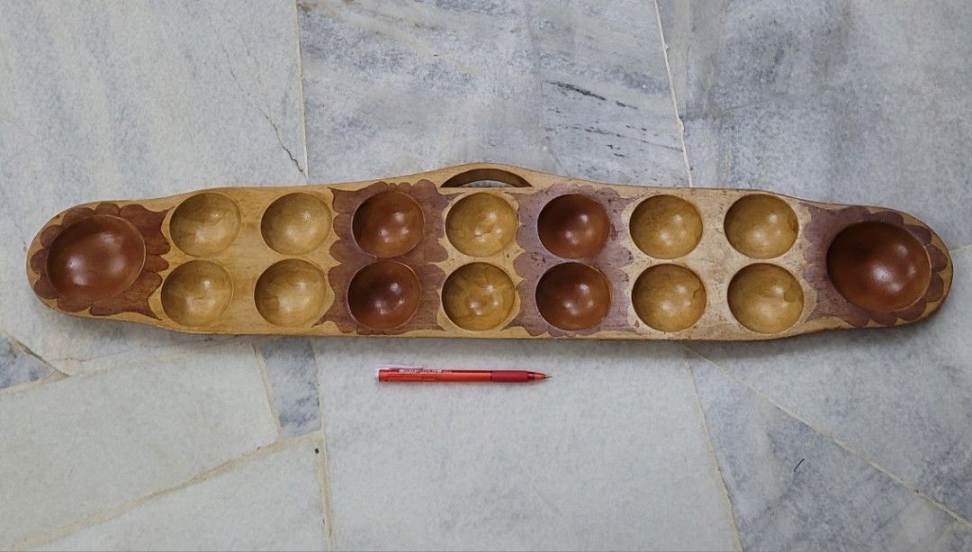 Wooden Congkak board with handle, Hobbies & Toys, Toys & Games on Carousell
