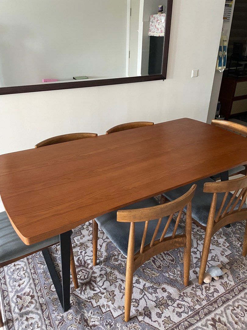 Set Meja Makan Kayu 6 Kerusi // Wooden Dining Table Set 6 Seaters ...