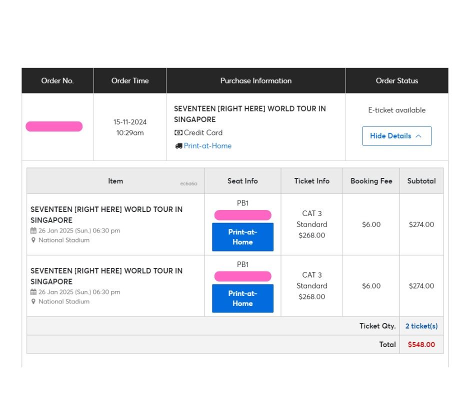 [WTS] 2 x FRONT Cat 3 Seventeen concert tickets (Sunday!), Tickets ...