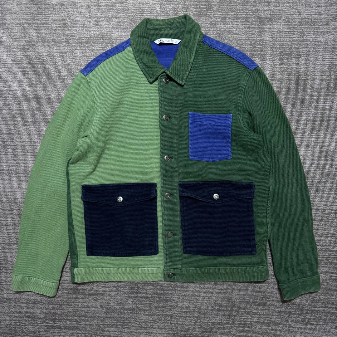 Zara patch multi color denim jacket, Men's Fashion, Activewear on Carousell