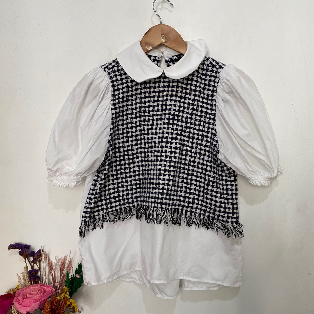 Zara Peter Pan Collared Blouse, Women's Fashion, Tops, Blouses on Carousell