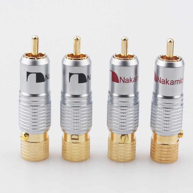 4pcs Gold Plated RCA Male Plug Connector Solderless Locking Plug For Audio Video Connector ...