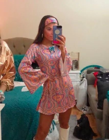 Beaded sequins hippy gypsy retro dress disco 80s dress, Women's Fashion ...