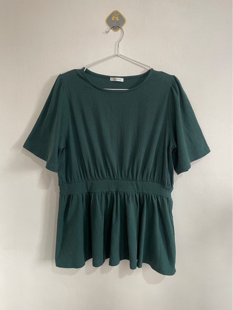 COLZA Japan Emerald Green Top, Women's Fashion, Tops, Blouses on Carousell