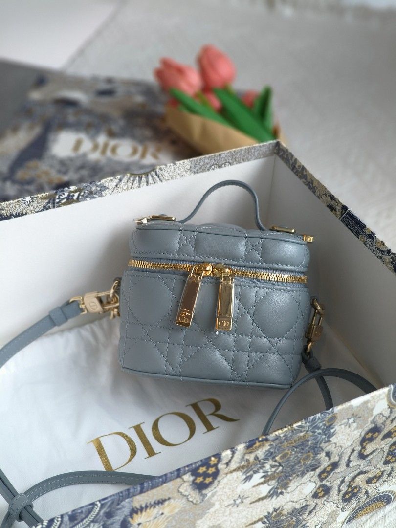 Dior Micro Vanity Blue Lamb Bag, Luxury, Bags & Wallets on Carousell