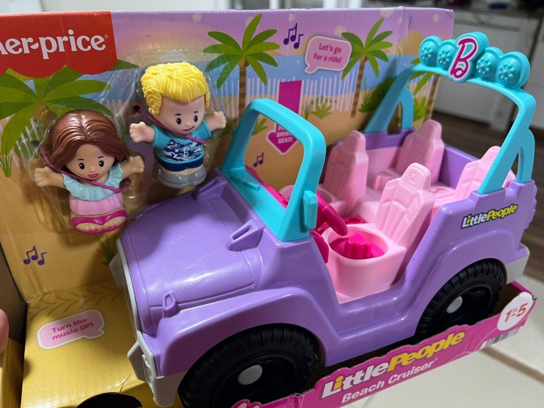 Fisher-Price Little People Barbie Toddler Toy Car Beach Cruiser with ...