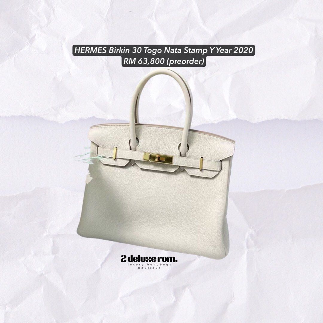 HERMES Birkin 30 Togo Nata Stamp Y Year 2020 | FIXED PRICE, Luxury ...