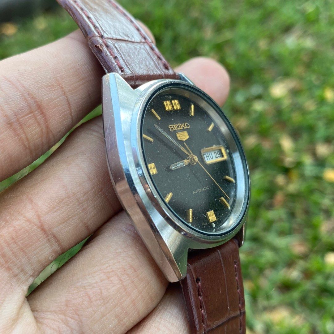 Jam tangan Seiko 5 Automatic japan original Black Dial classic vintage jadul kuno antik pria ...