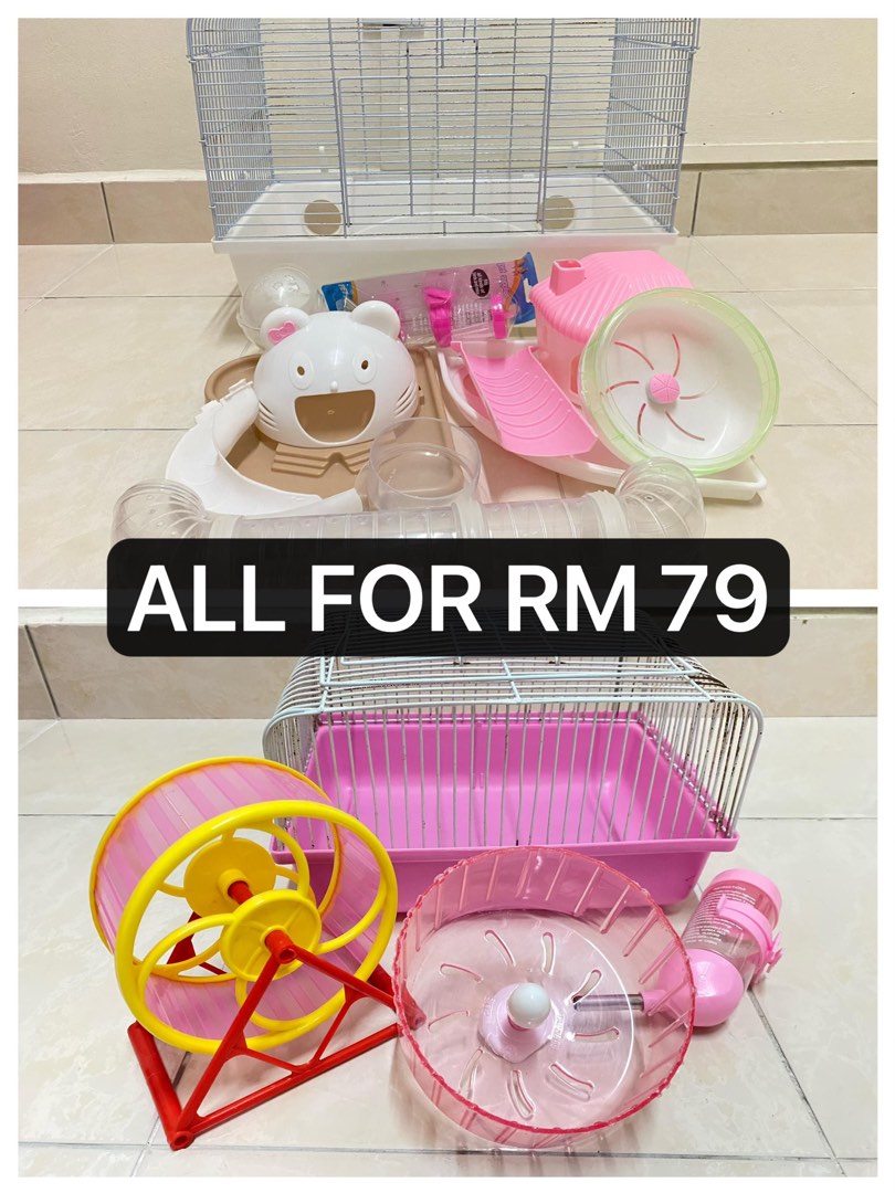 Large & Small Hamster Cage with Connecting Tube & many accessories ...