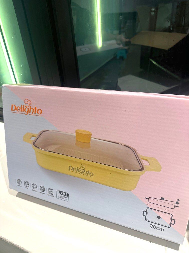 [NEW] Delighto Macaron series Die Cast Aluminium 30cm Grill Pan (Yellow ...