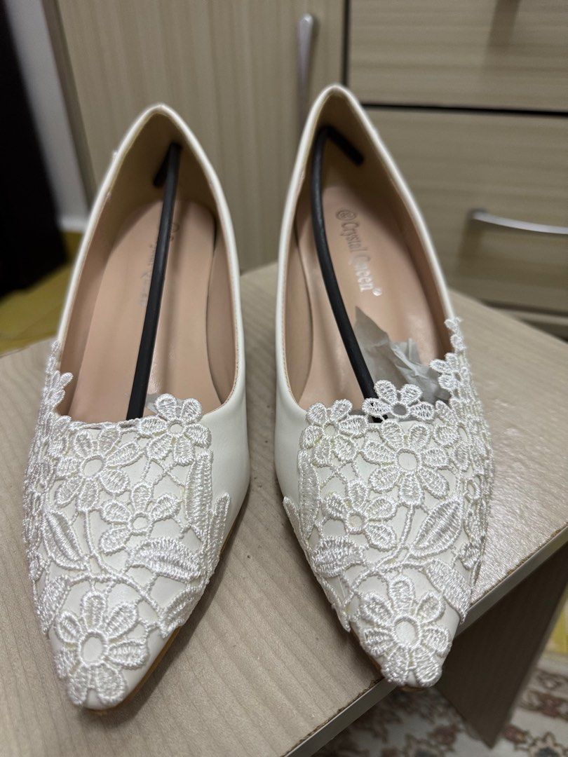 Preloved -KASUT HEELS KAHWIN/NIKAH/TUNANG WHITE -38, Women's Fashion ...