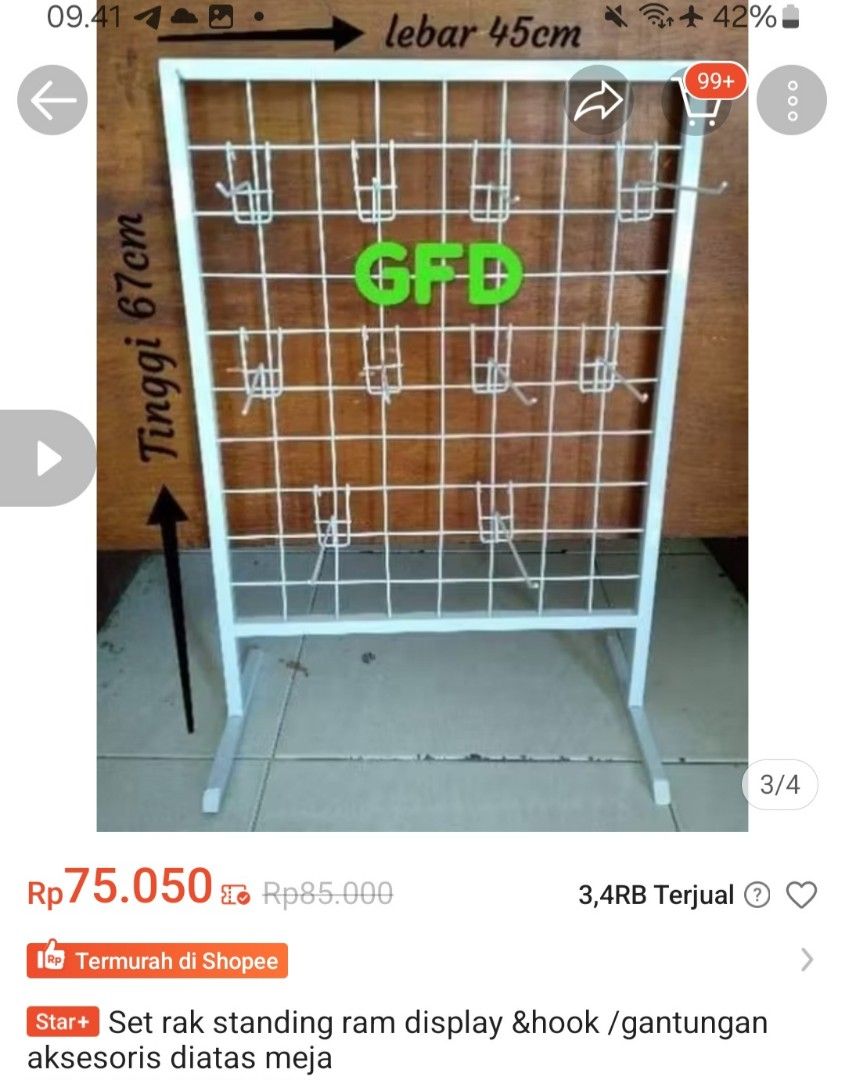 Rak Standing Ram display/Gantungan aksesories diatas meja lengkap ...