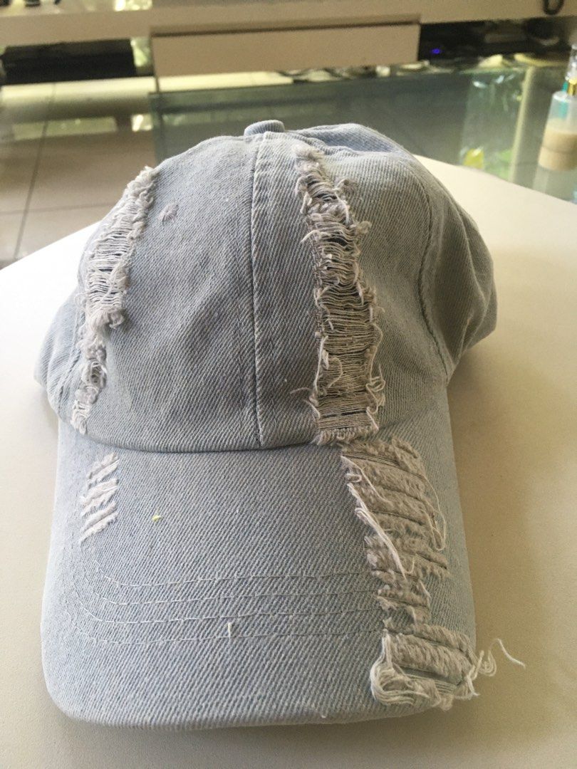 Ripped denim jeans cap, Men's Fashion, Watches & Accessories, Cap ...