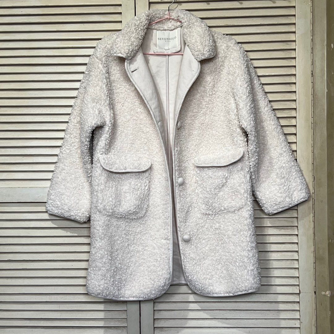Sevensolo Cream Sherpa/Sheep Winter/Autumn Coat, Women's Fashion, Coats ...