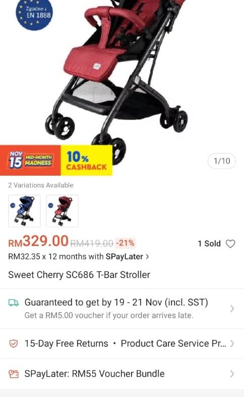 Stroller : Sweet Cherry (From birth to 6 years old), Babies & Kids ...