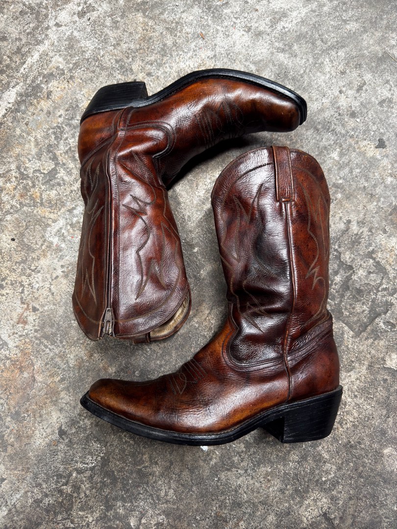 VINTAGE ARTISINAL SIDE ZIP COWBOY BOOTS, Men's Fashion, Footwear, Boots ...