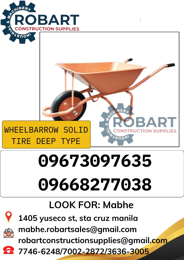 WHEELBARROW SOLID TIRE DEEP TYPE, Commercial & Industrial, Construction ...