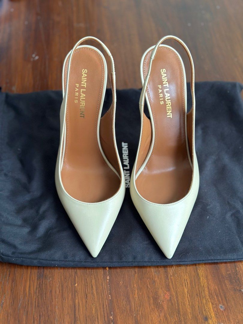 YSL - Saint Laurent Opyum Slingback Pump 85mm in Real Beige Smooth ...