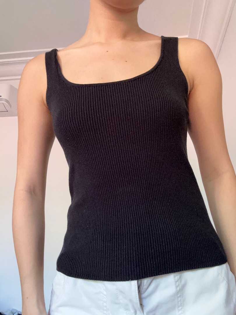 Zara Black Ribbed Tank, Women's Fashion, Tops, Sleeveless on Carousell