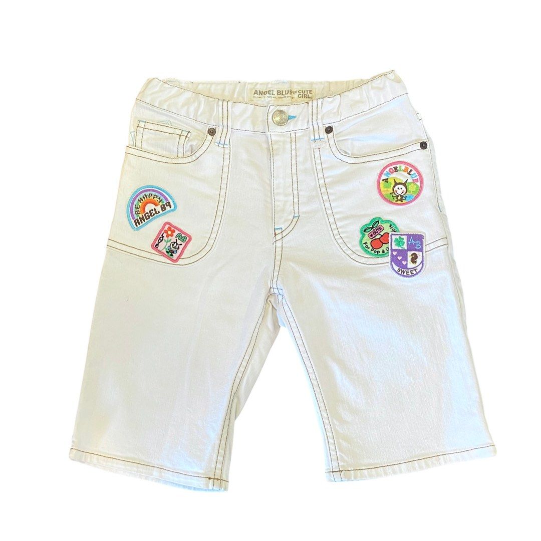Angel Blue Japan Embroidered Patch Contrast Stitch White Denim Pants ...