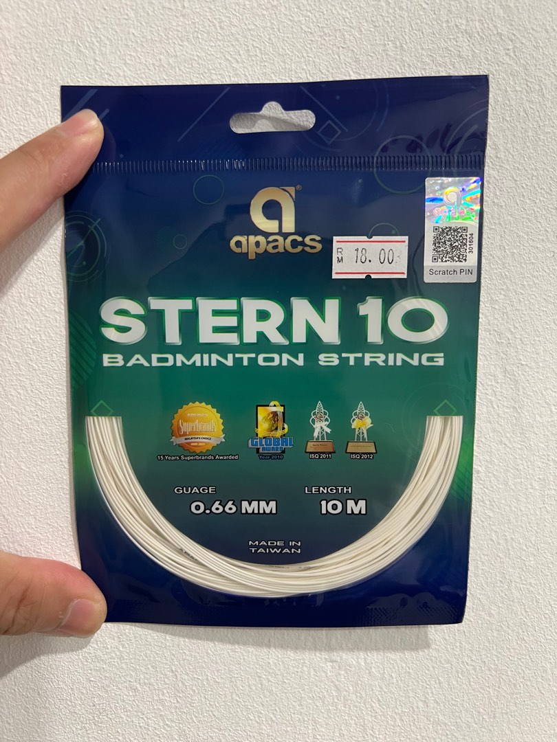 apacs STERN 10 Badminton String (White), Sports Equipment, Other Sports ...