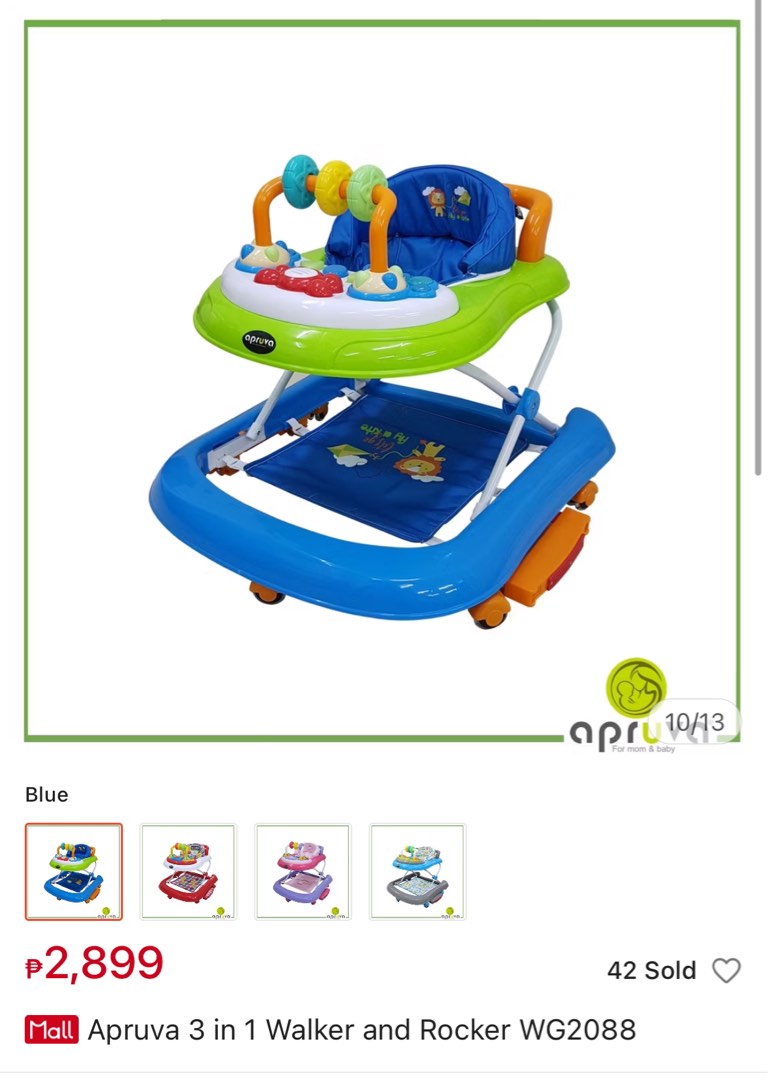 APRUVA 3 in 1 Walker & Rocker, Babies & Kids, Infant Playtime on Carousell