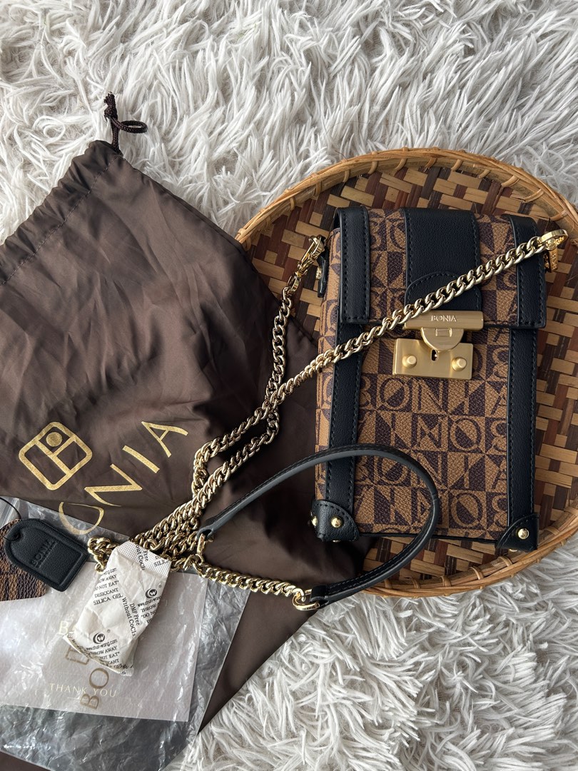 Bonia Vertical Aida Monogram Crossbody, Luxury, Bags & Wallets on Carousell