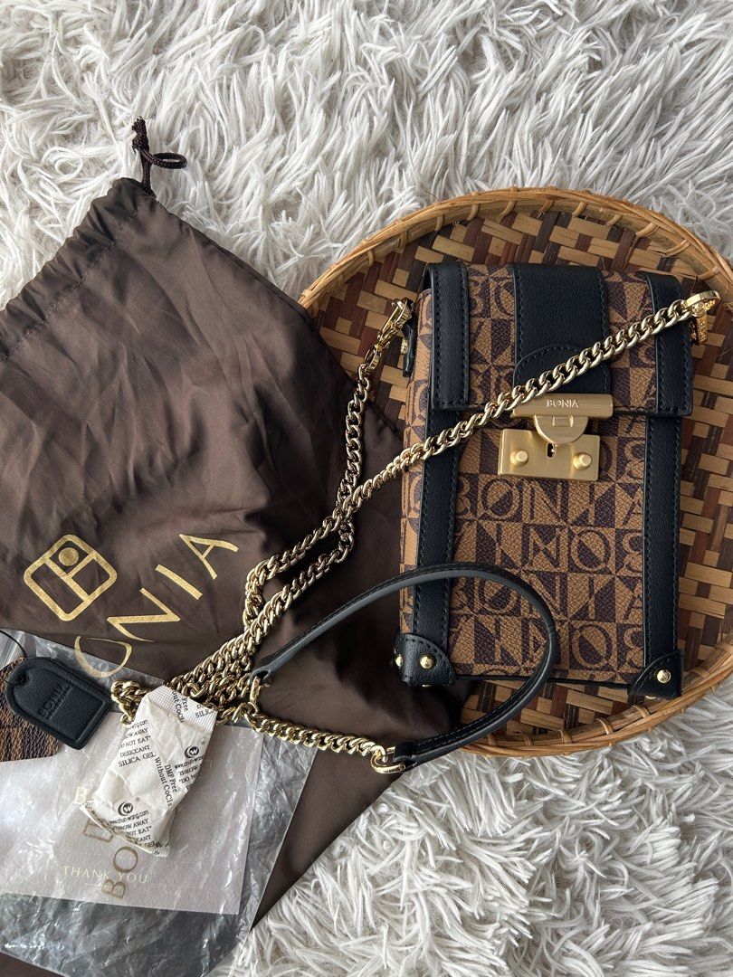 Bonia Vertical Aida Monogram Crossbody, Luxury, Bags & Wallets on Carousell