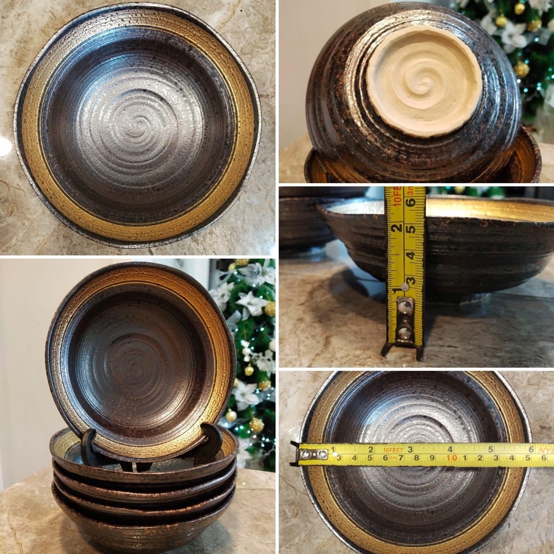 Japan surplus Stoneware Bowls with gold linings, Furniture & Home ...