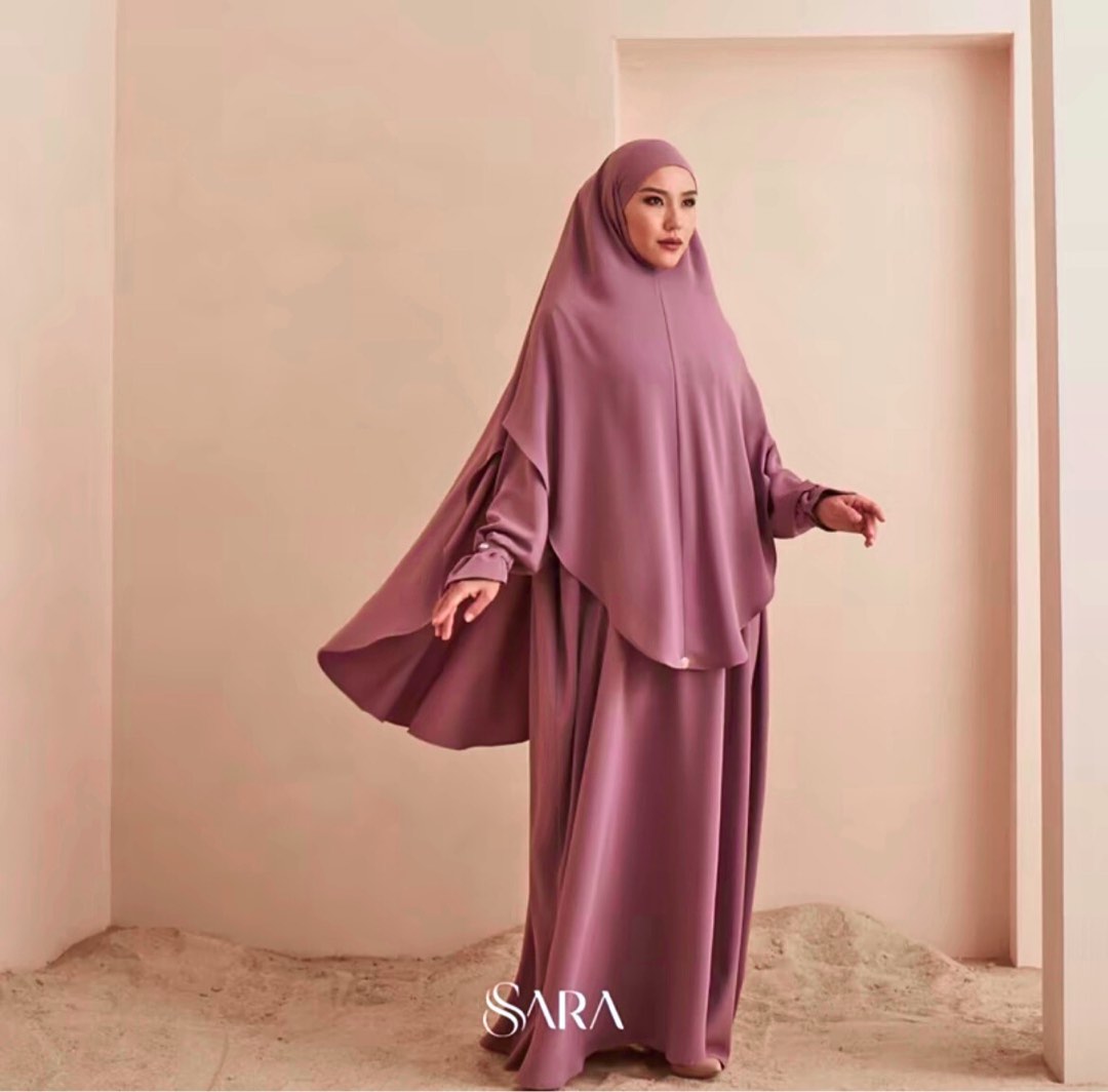 Khimar set by Sara official Nara Set in Mauve kaftan jubah abaya free ...