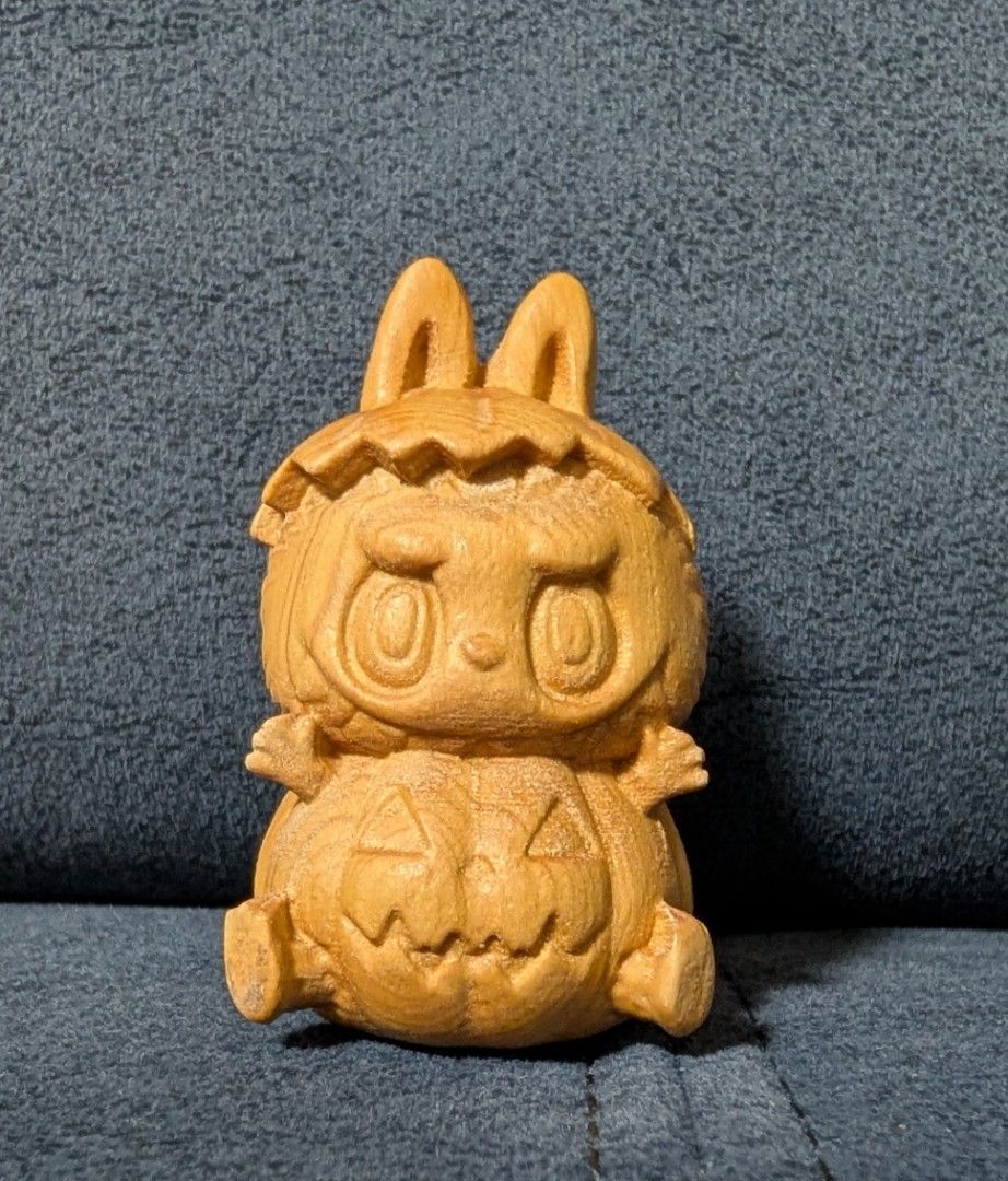 Labubu Pumpkin Natural wood carving, Hobbies & Toys, Toys & Games on ...