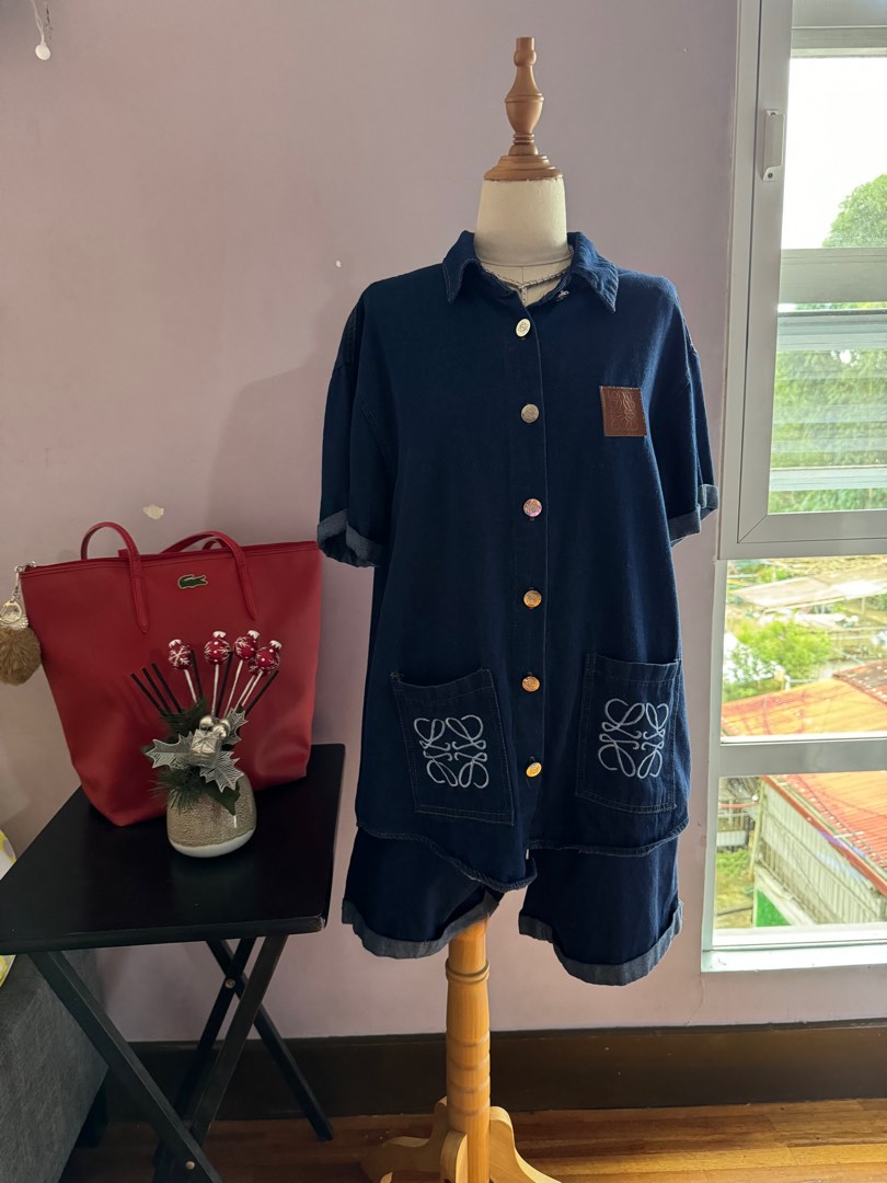 LOEWE Denim blouse and ahorts, Women's Fashion, Dresses & Sets, Sets or ...