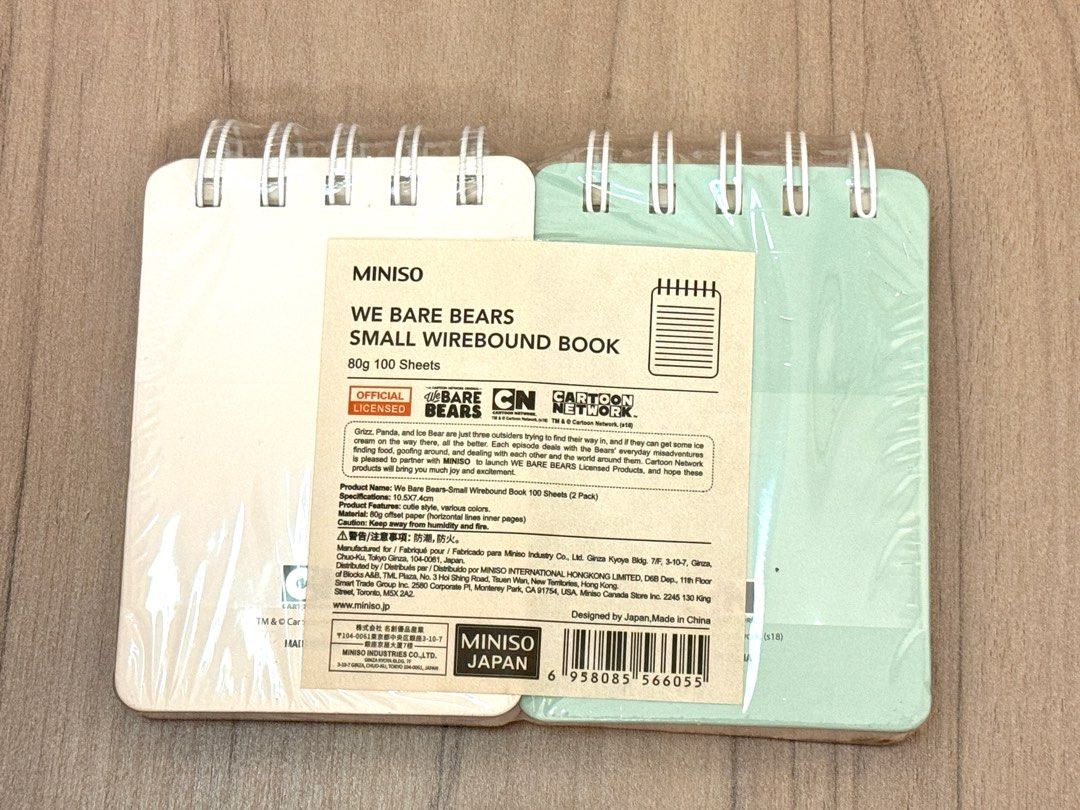 MINISO WE BARE BEARS SMALL WIREBOUND BOOK 80g 100 Sheets (Designed by ...