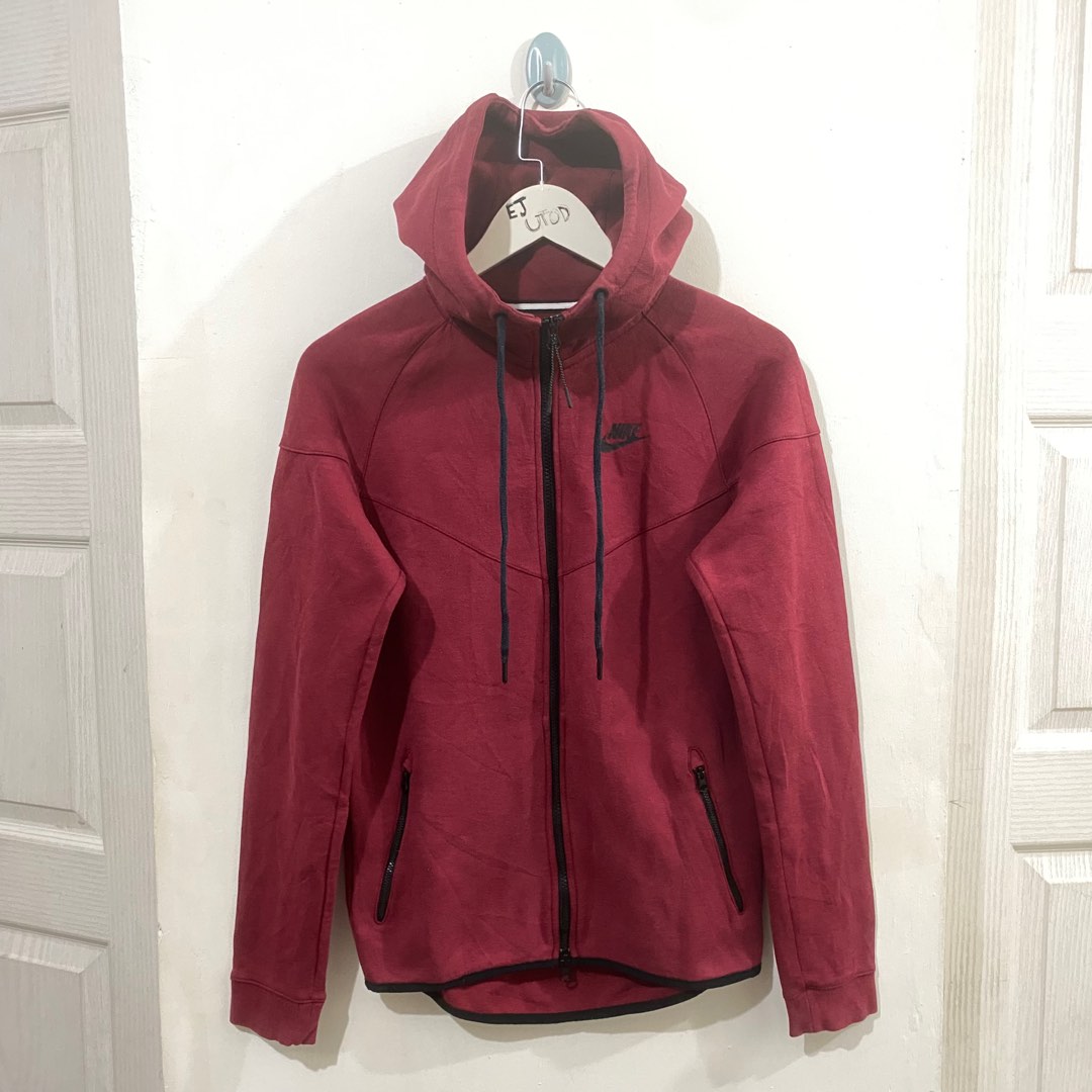 Nike Men's Tech Pack Fleece Zip Up Burgundry Hoodie Jacket | Size S ...