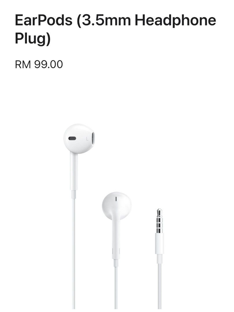 Original Apple EarPods with 3.5mm headphone plug, Audio, Earphones on ...