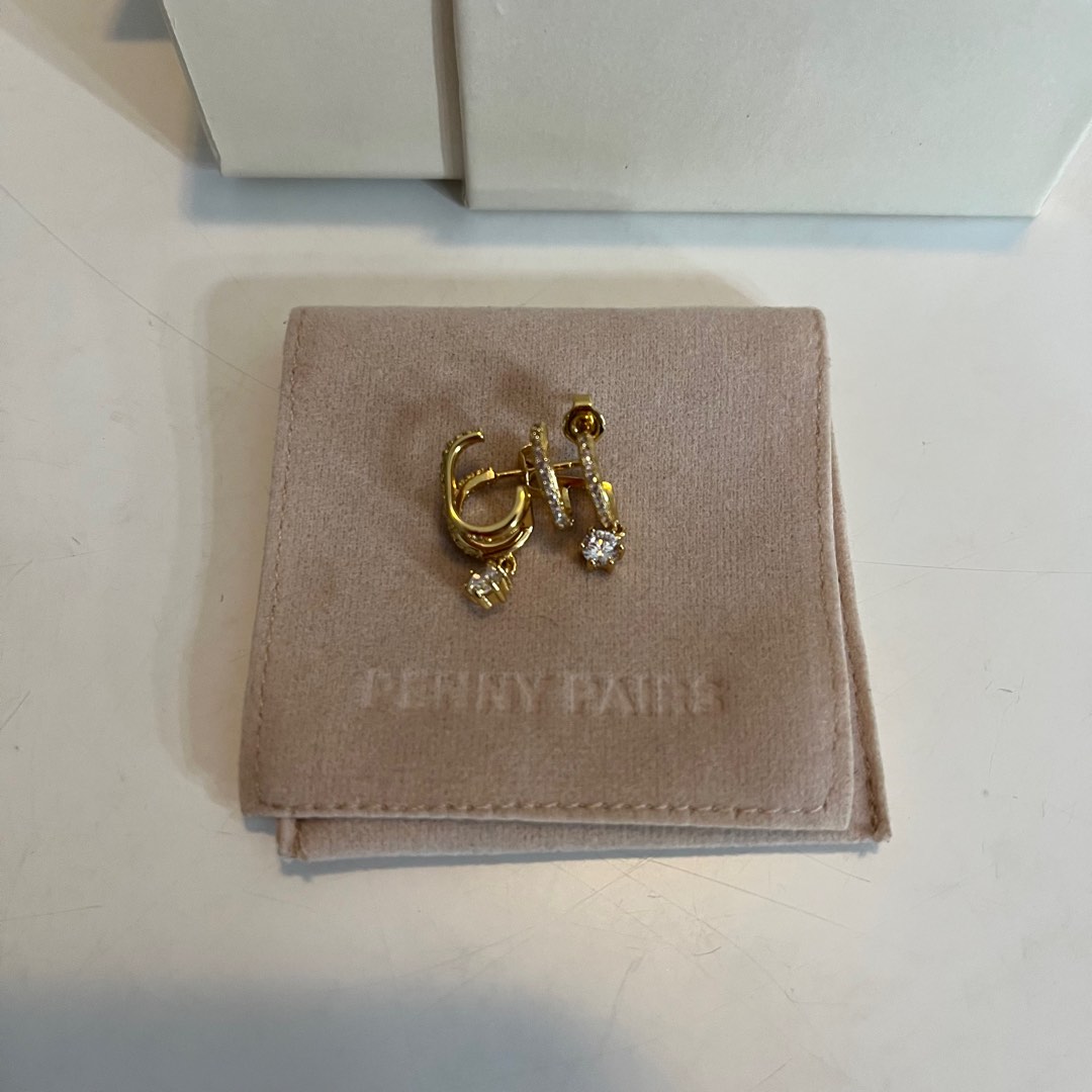 Penny Pairs Tina Gold Huggies, Women's Fashion, Jewelry & Organizers ...