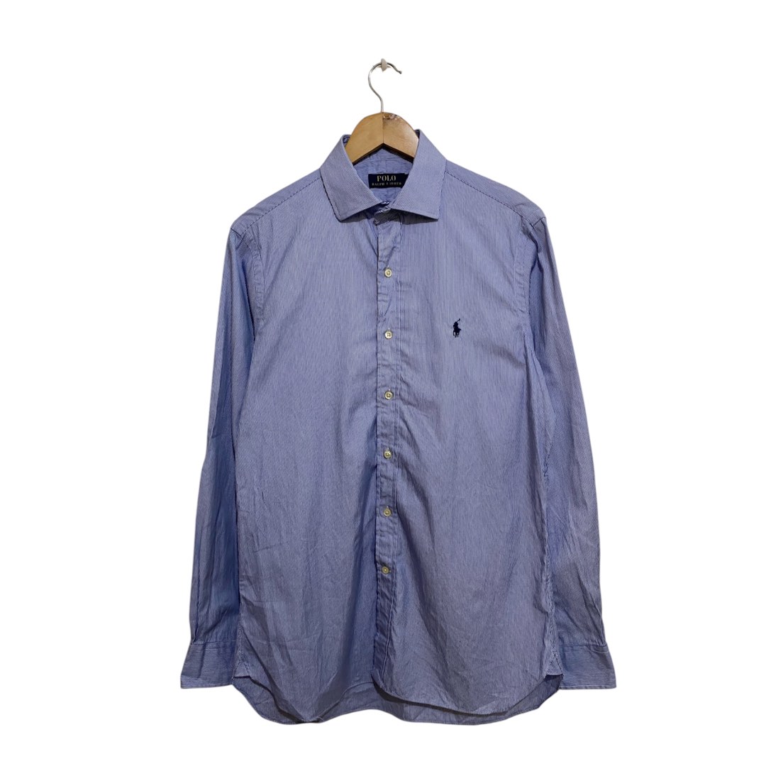 Polo by Ralph Lauren - Button Down Long Sleeve Polo - Pinstripe Blue ...