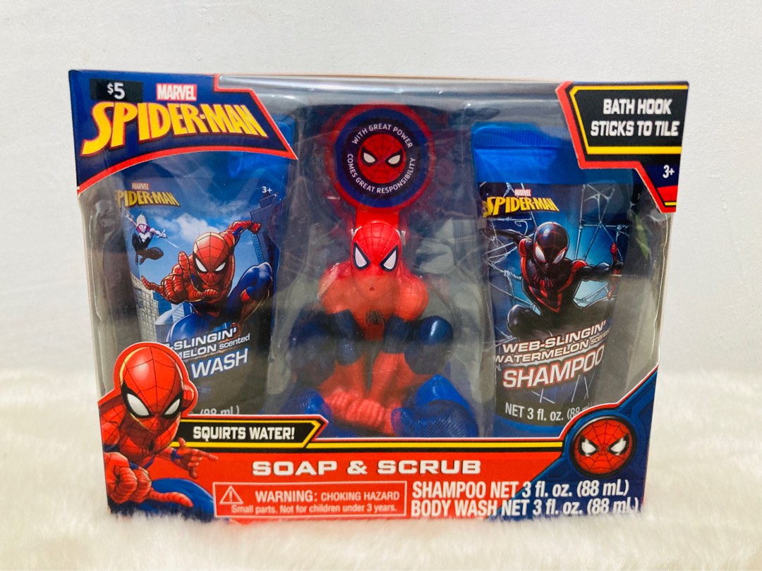 Spider-Man Soap and Scrub Set, Web-Slinging Watermelon Scent, 4 Pieces ...