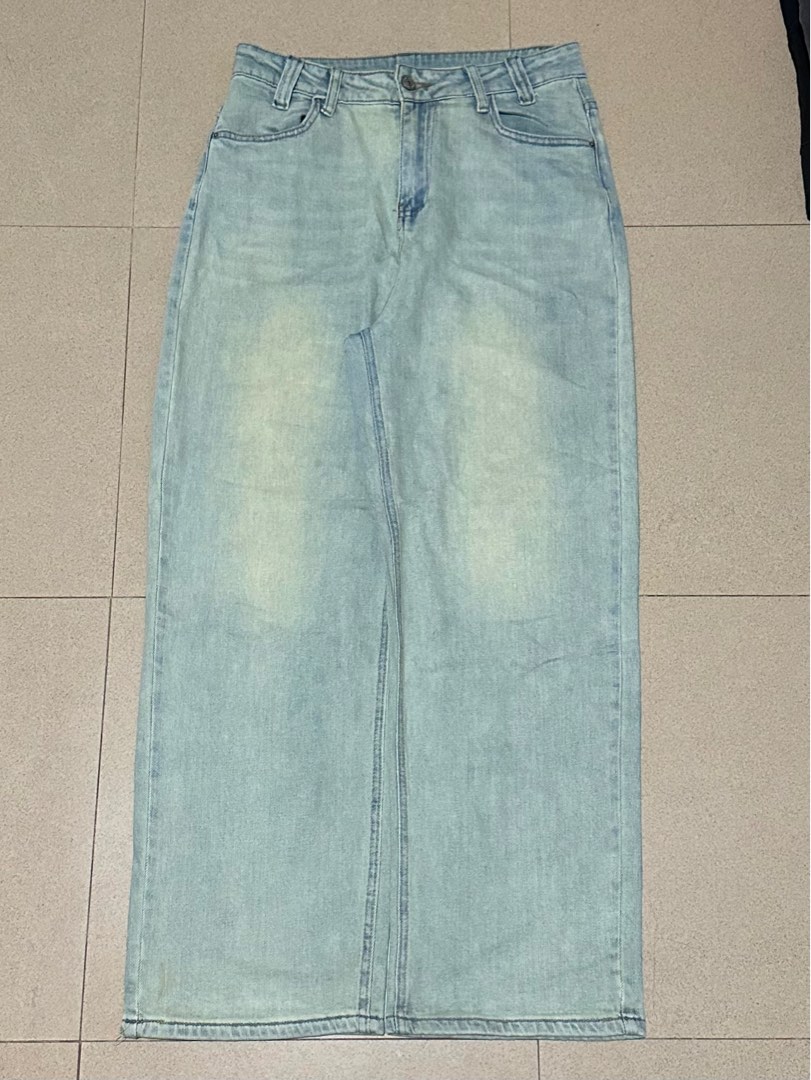 Vintage acid blue baggy wideleg jeans | highlights fade wash pants ...