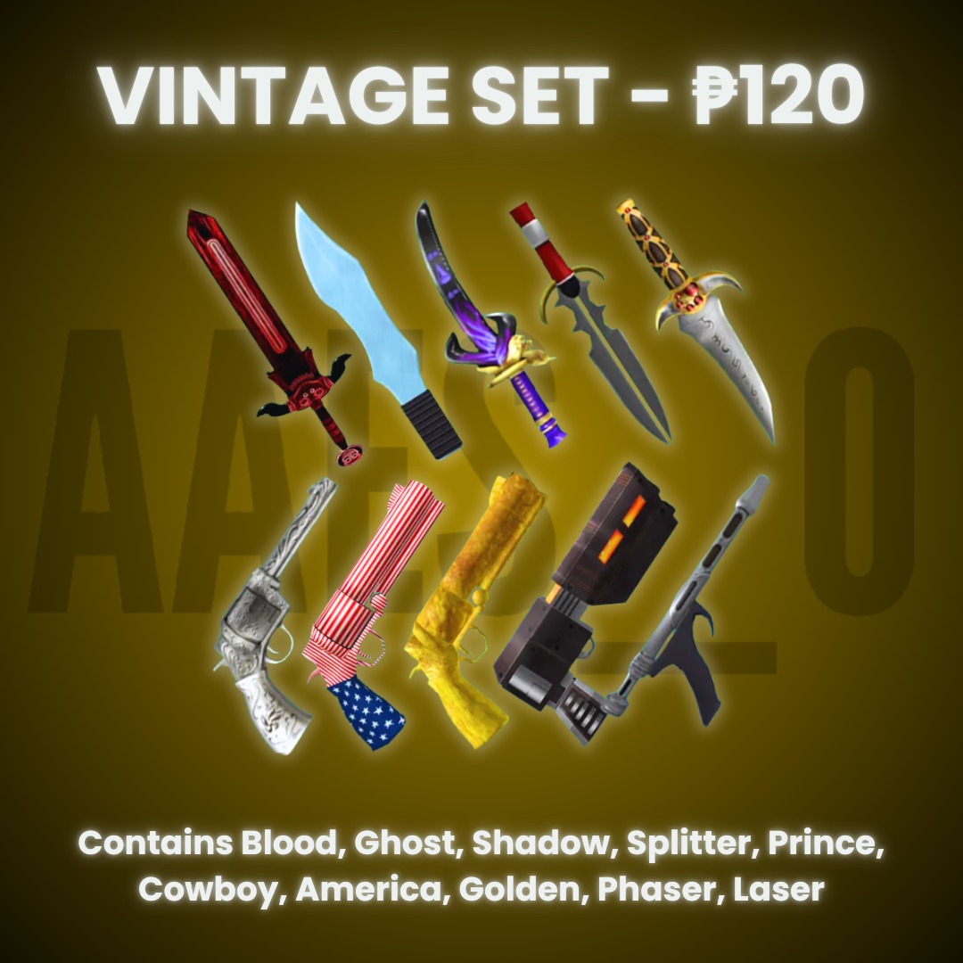 VINTAGE KNIVES & GUN SET │ Roblox Murder Mystery 2 Game │ aaes_0 MM2 Shop, Video Gaming, Gaming ...