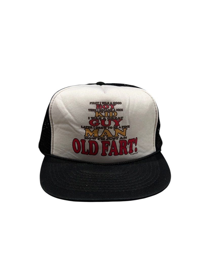 Vintage Wording Old Fart Trucker Cap, Men's Fashion, Watches ...