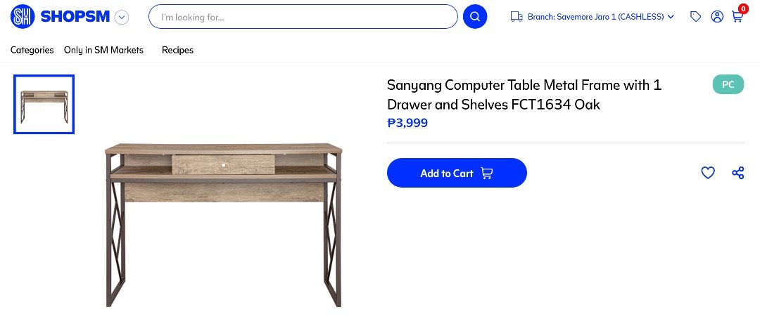2nd Hand Sanyang Computer Table Metal Frame with 1 Drawer and Shelves ...