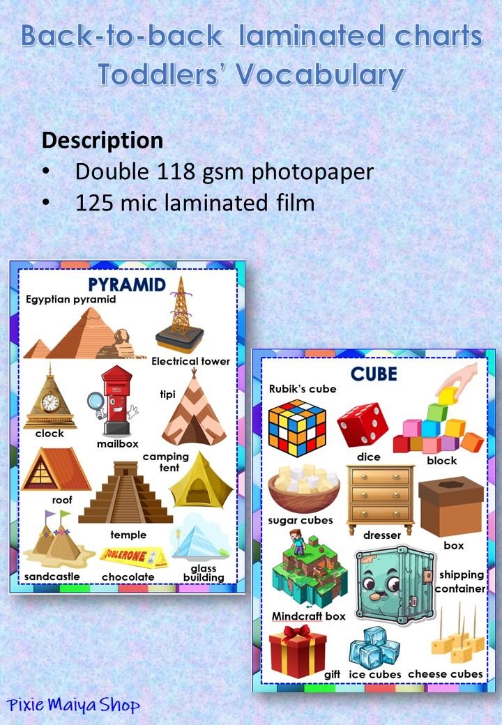 Back to back laminated Pyramid and Cube object charts, Hobbies & Toys ...