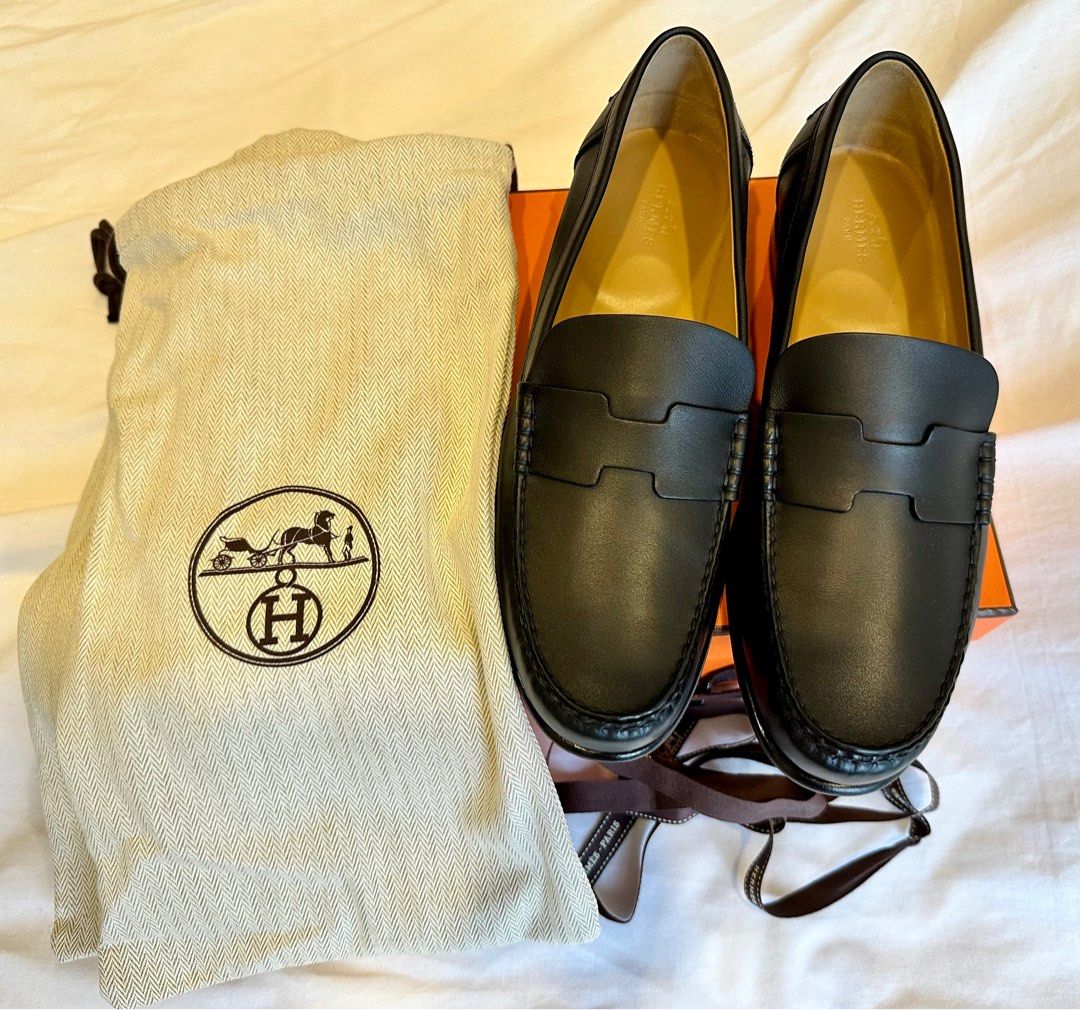 BN authentic Hermes Kennedy loafer - s39.5 / black leather, Luxury, Sneakers & Footwear on Carousell