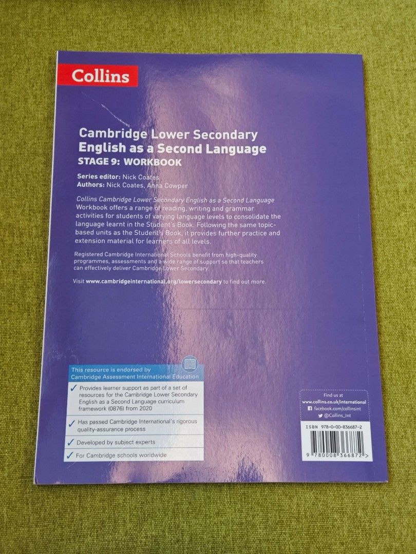 Cambridge Lower Secondary English as a Secondary Language Stage 9 Workbook - Collins, Hobbies ...