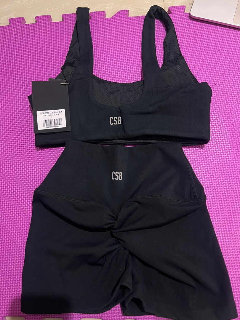 CSB Work out Set Bra Top and Scrunch Shorts, Women's Fashion ...
