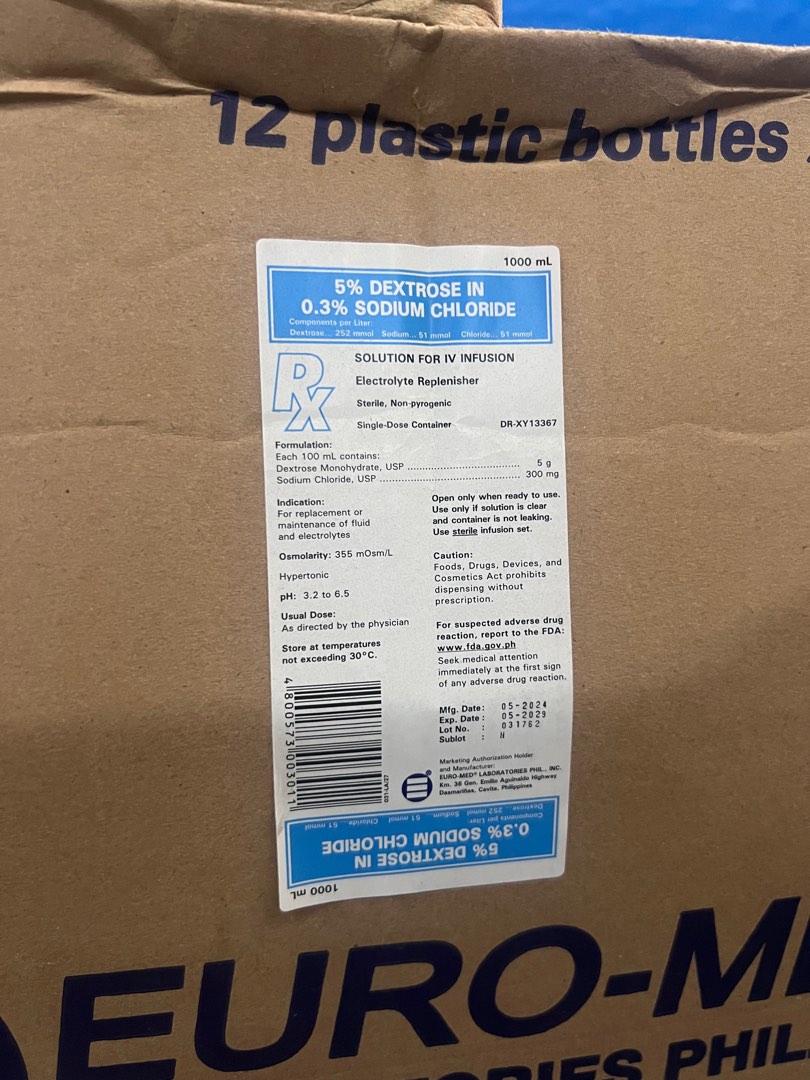 Euromed IV Fluids 500 ml and 1 liter, Health & Nutrition, Medical Supplies & Tools on Carousell