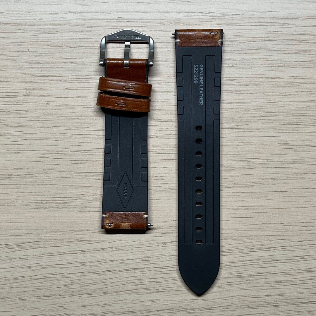 Fossil Light Brown Leather and Rubber Watch Strap, Luxury, Watches on ...