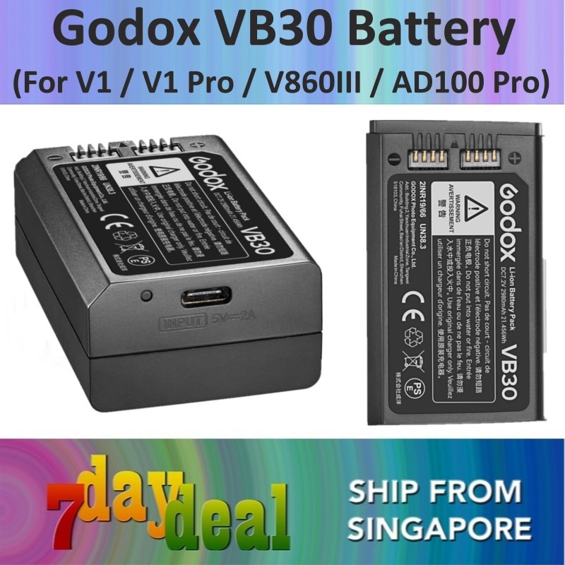 Godox VB30 Li-Ion Battery for V1, V1Pro, V860III, V100 and AD100Pro ...