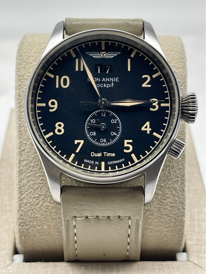 Iron Annie Cockpit 5140-2 Black Dial Leather Strap, Men's Fashion ...